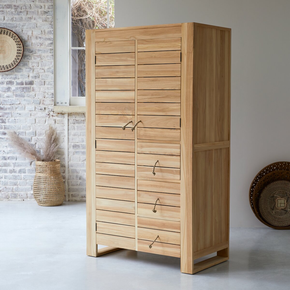 Teak double cupboard - Minimalys solid wood cupboard - Tikamoon