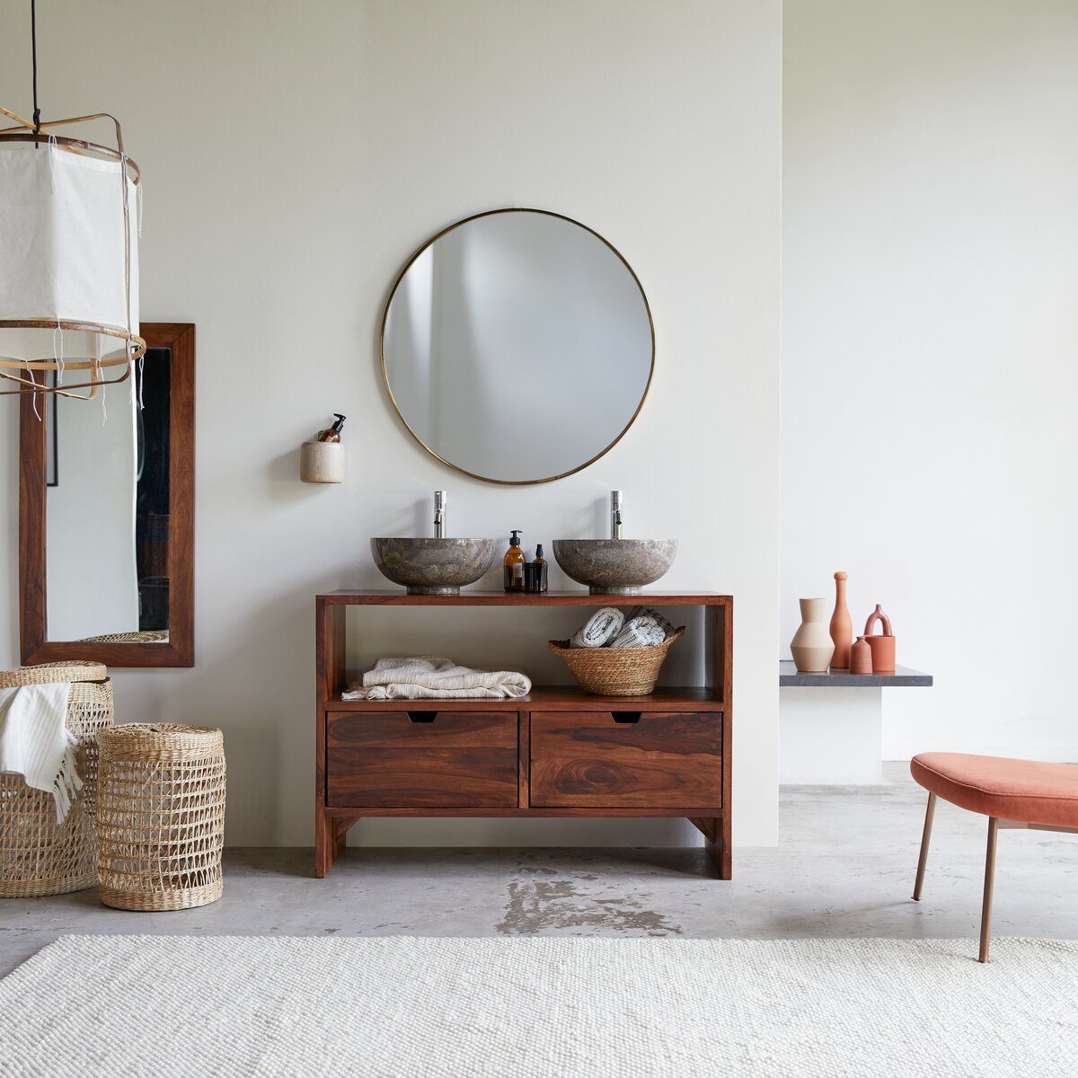 Kwarto Badmeubel van massief palissanderhout 110 cm - Badkamer - Tikamoon