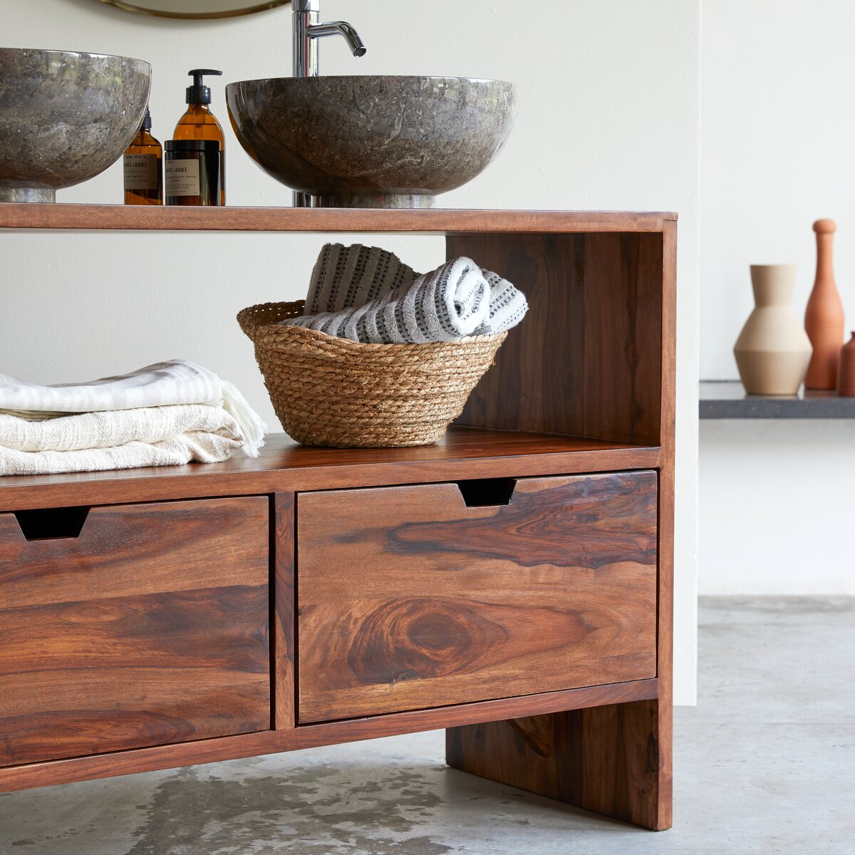 Kwarto Badmeubel van massief palissanderhout 110 cm - Badkamer - Tikamoon