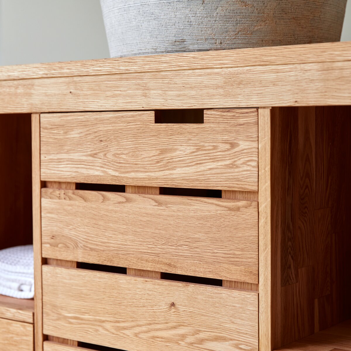 Solid oak vanity unit 100 cm - Bathroom / Bathroom washbasin unit ...