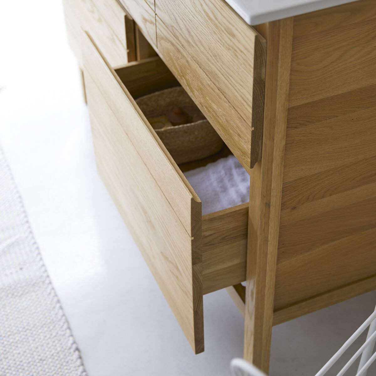 Mueble de baño en roble macizo y cerámica 120 cm - Baño / Mueble de ...