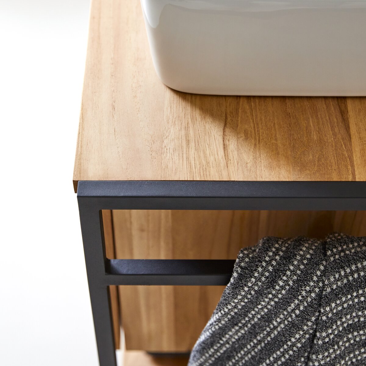 Solid teak and metal vanity unit 140 cm - Bathroom / Bathroom washbasin ...