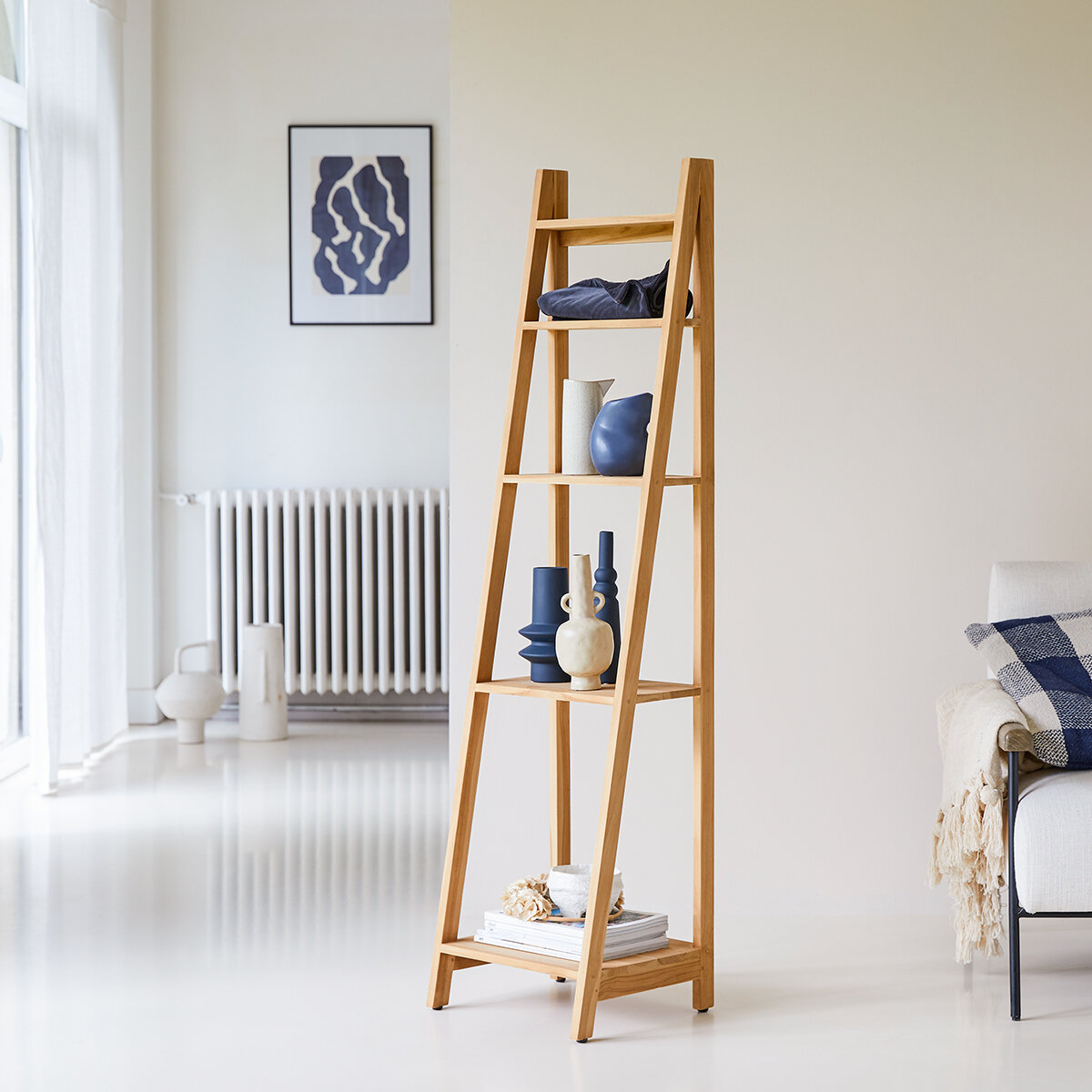 Teak bookcase - Sale of natural teak shelves at Tikamoon 160cm
