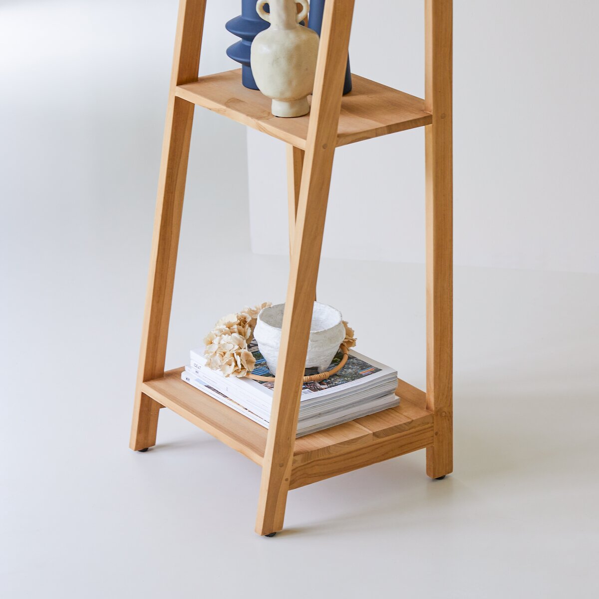 Teak bookcase - Sale of natural teak shelves at Tikamoon 160cm