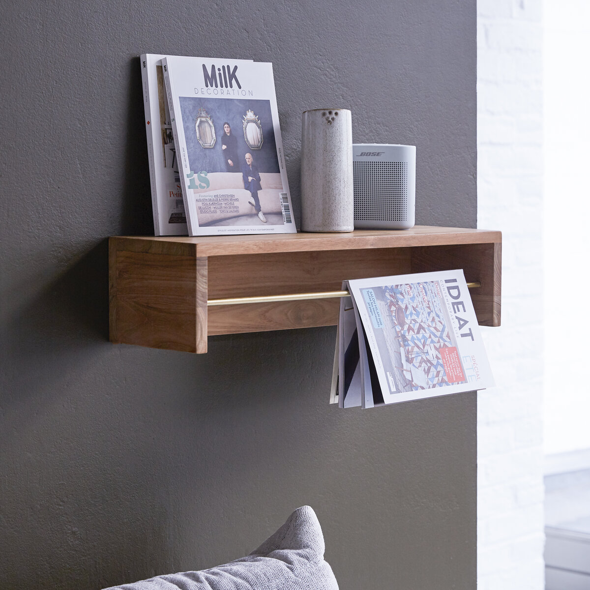 Sasha Wall shelf 60 cm - Teak-brass shelves - Storage - Tikamoon