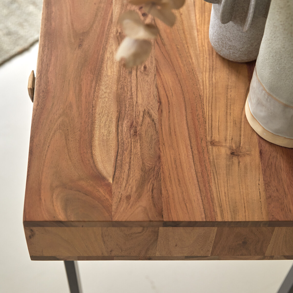 Acacia and metal console - Sale of Temis furniture with stone facade at ...