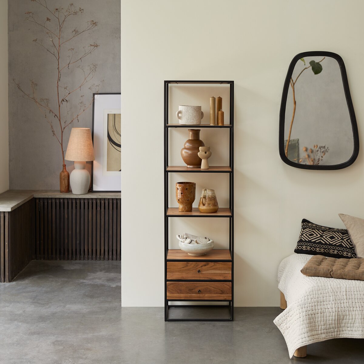 175 cm acacia and metal column - Living room furniture - Tikamoon