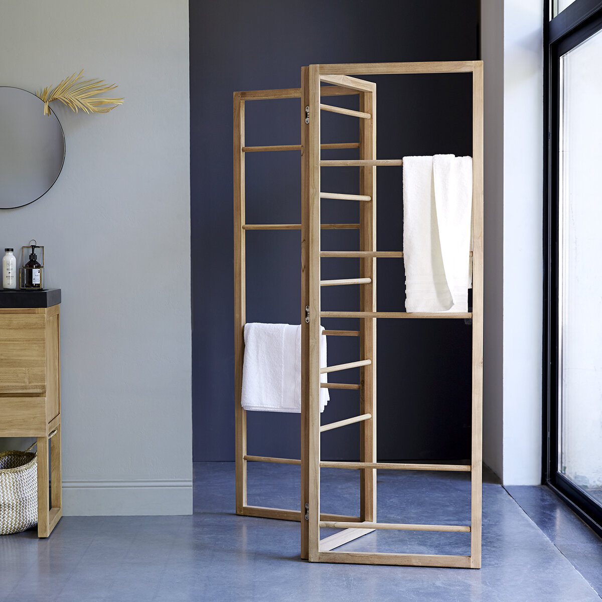 175 cm teak linen rack, Bathroom accessory, Tikamoon