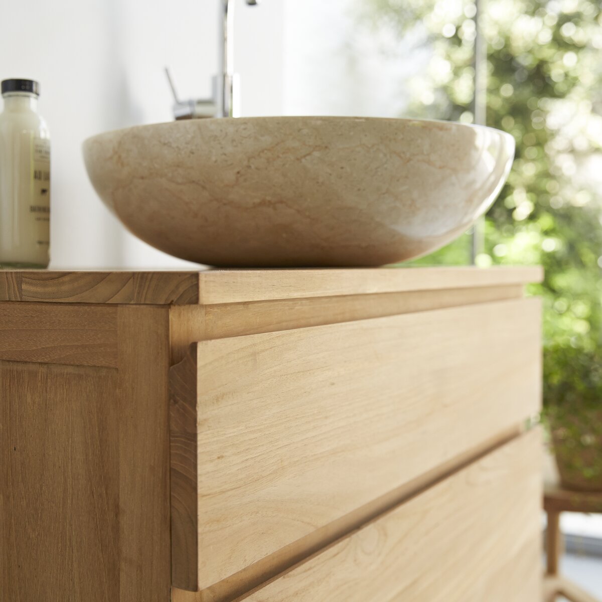 Teak wall-mounted vanity unit 80 cm - Bathroom - Tikamoon