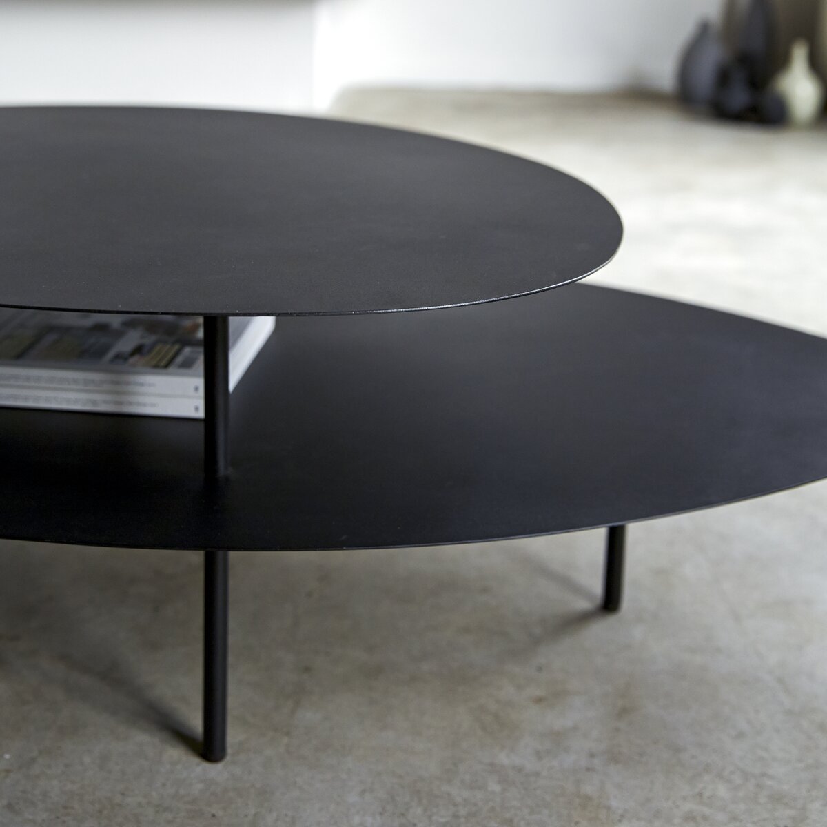 Coffee table with 2 metal shelves 120x70 cm - Living room furniture ...