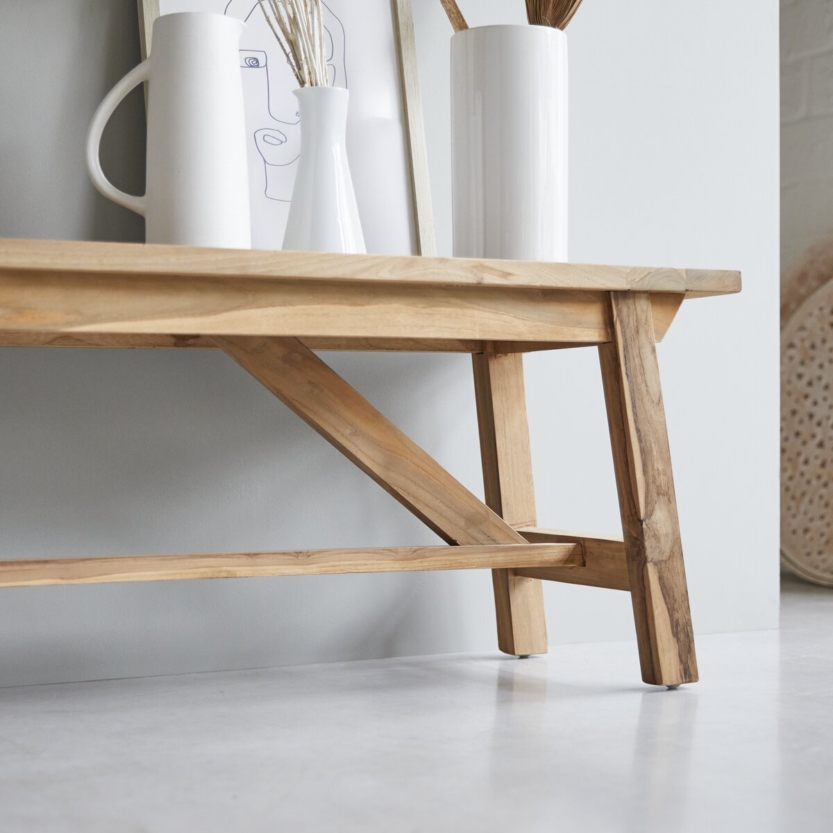 Recycled teak bench 160 cm - 3-seater living room seating - Tikamoon