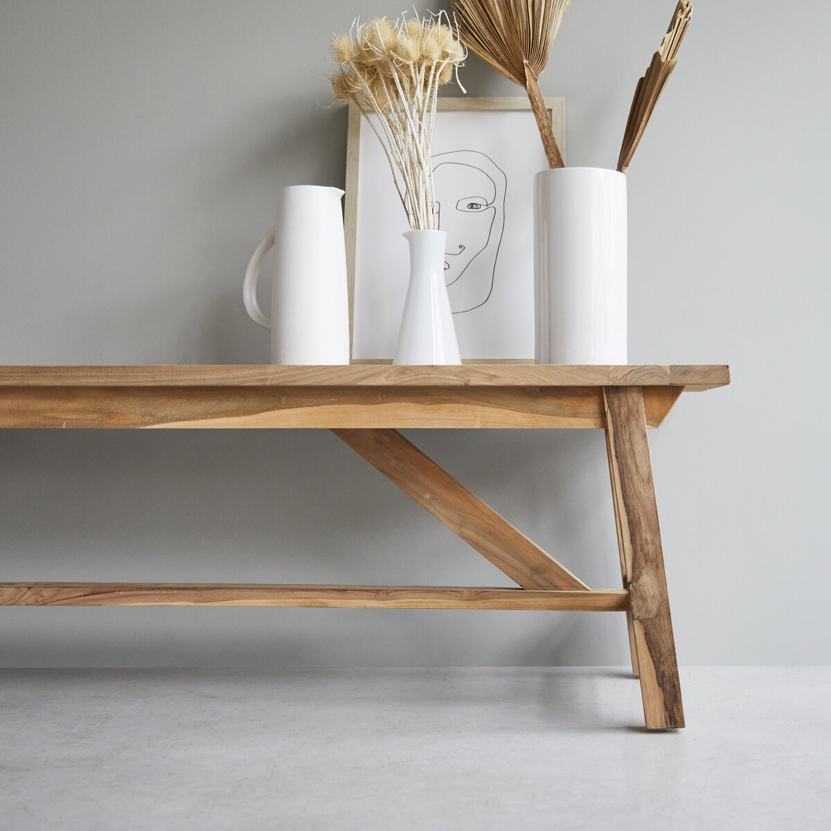 Recycled teak bench 160 cm - 3-seater living room seating - Tikamoon