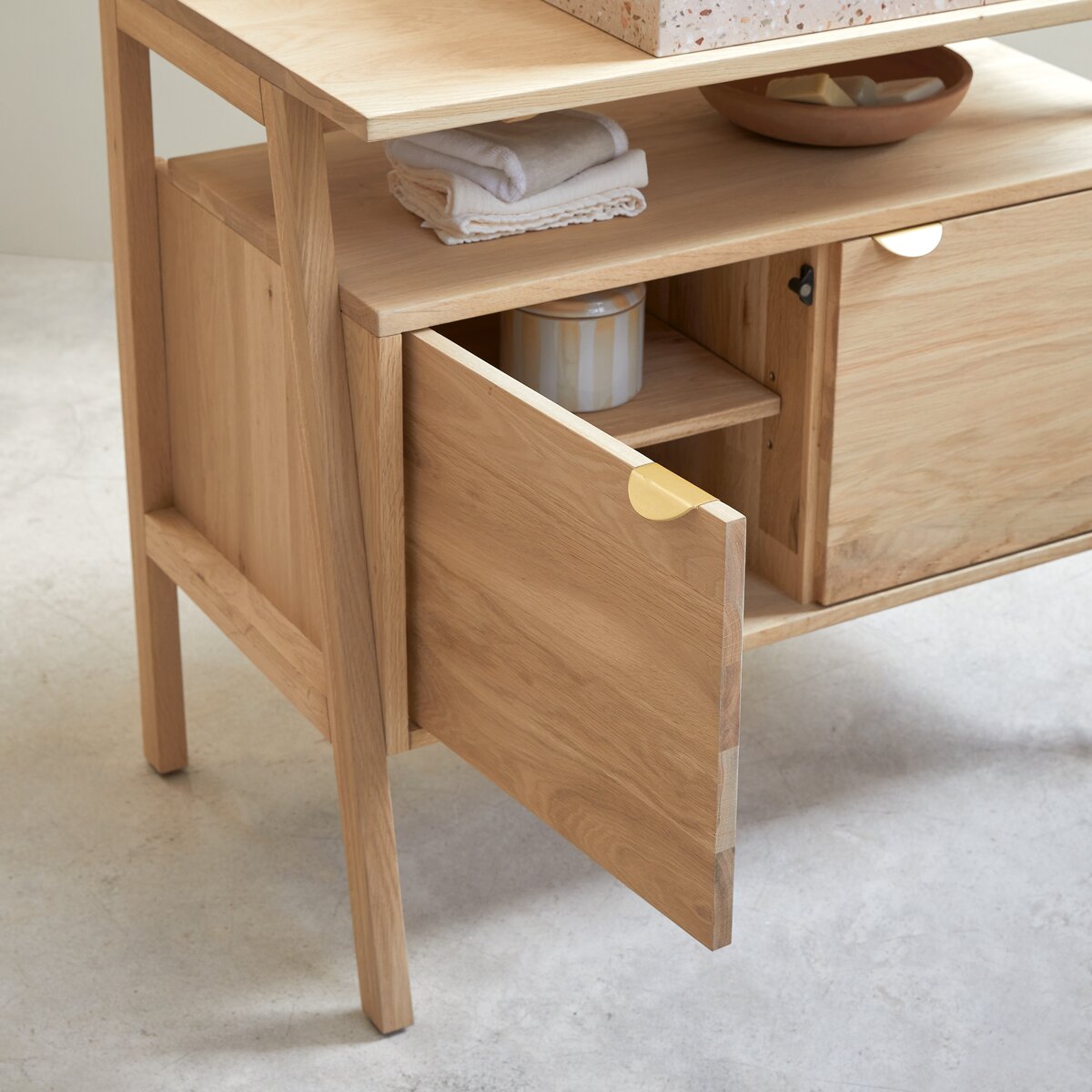Single basin oak vanity unit 90 cm - Vanity units - Tikamoon