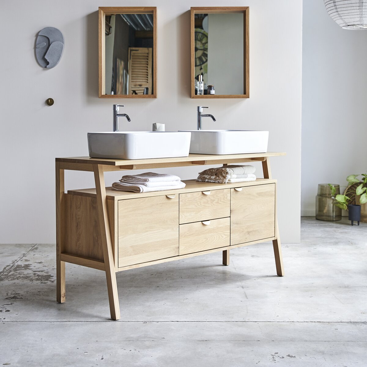 Mobile semplice per lavello, in quercia 140 cm - Mobili per bagno ...