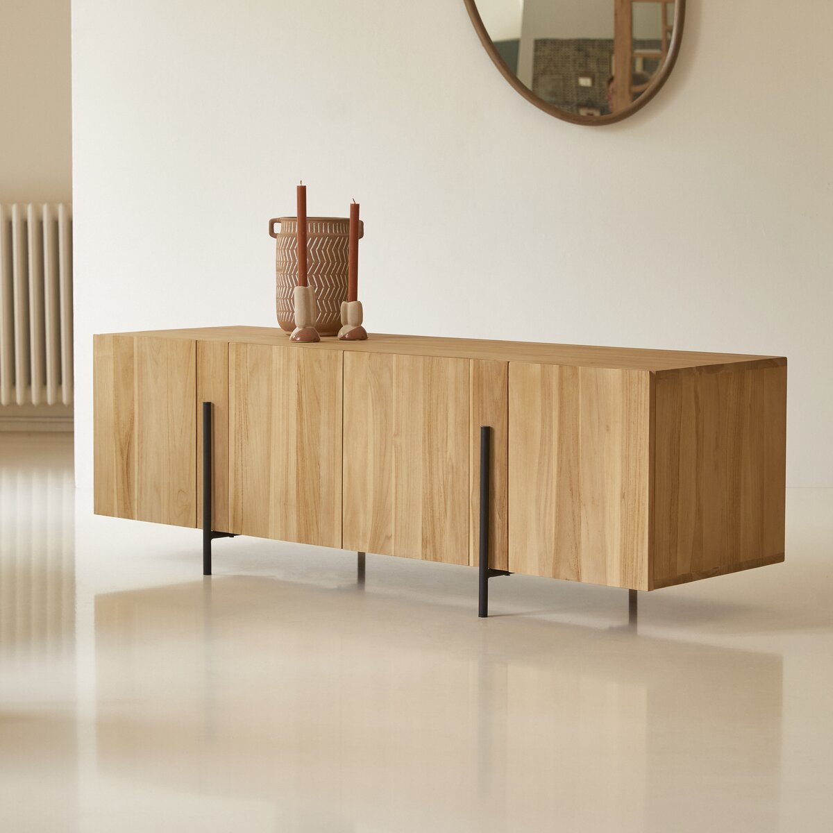 Low teak sideboard 165 cm - Living room storage furniture - Tikamoon