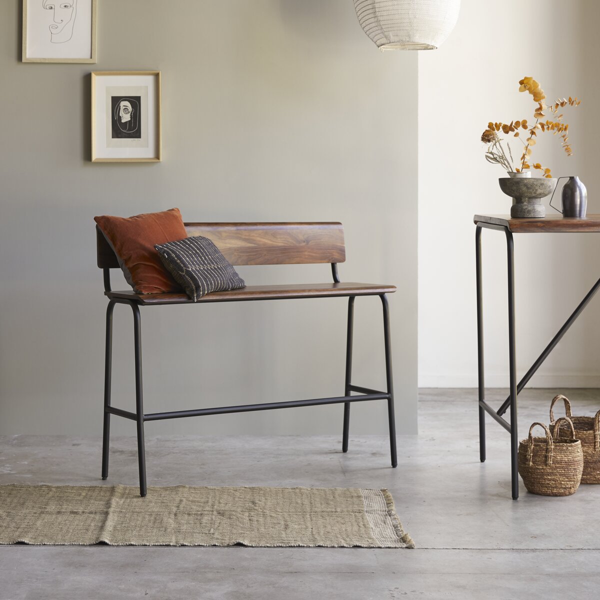 Hohe Bank aus Palisander – 120 cm – Sitzmöbel mit 2 Plätzen fürs ...