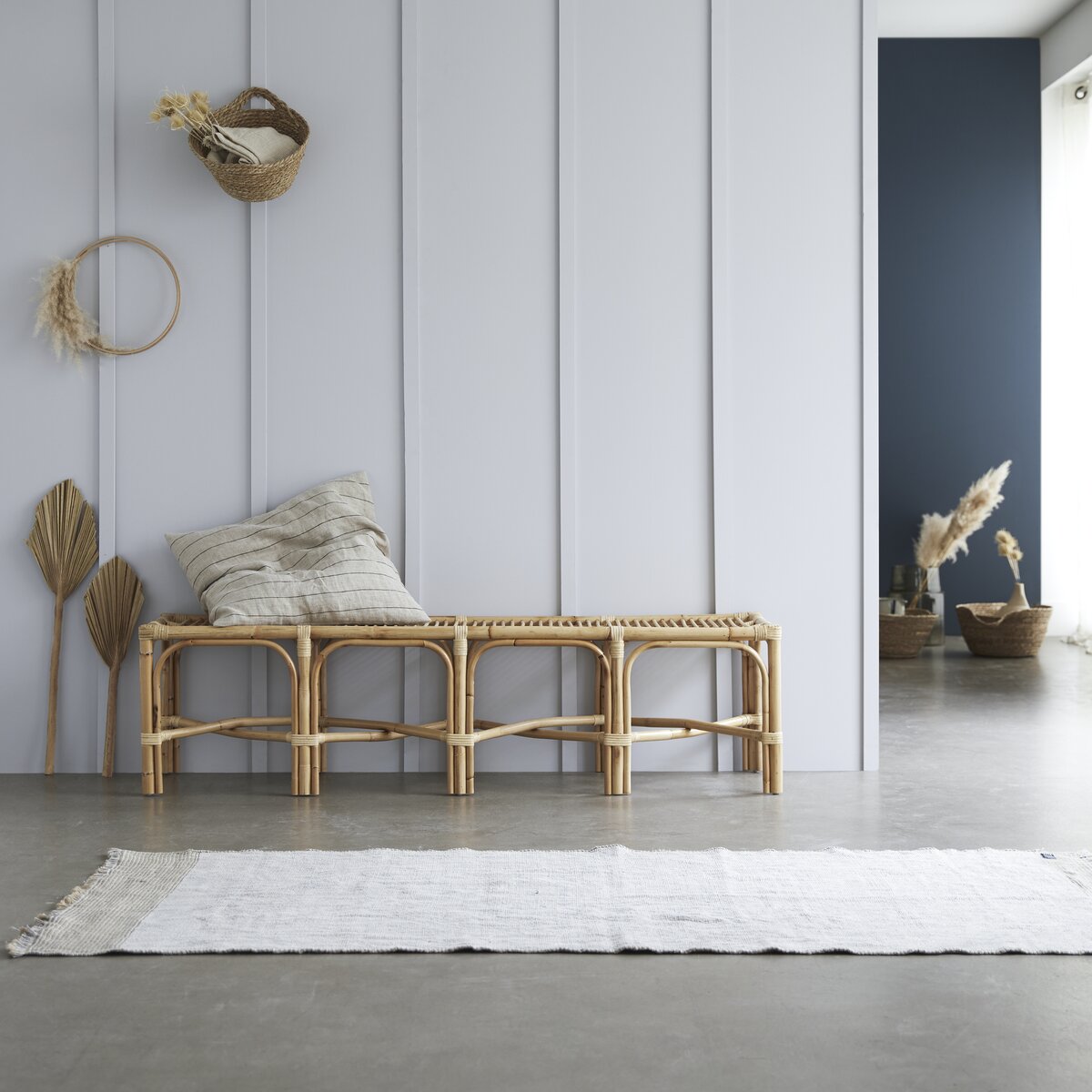 Banc en rotin naturel 160 cm - Assise 3 places pour séjour - Tikamoon