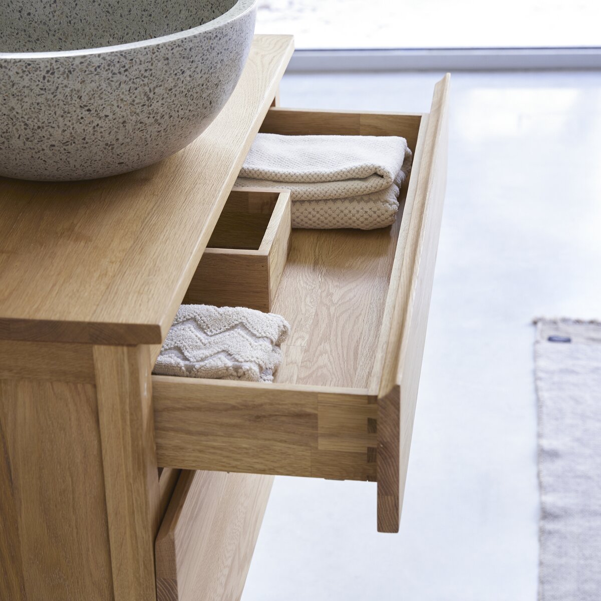 Wall-mounted oak vanity unit 80 cm - Bathroom - Tikamoon