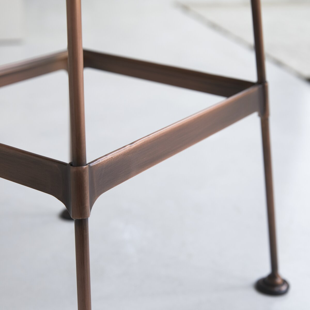 Ash wood and copper metal bar stool - living-dining room furniture ...