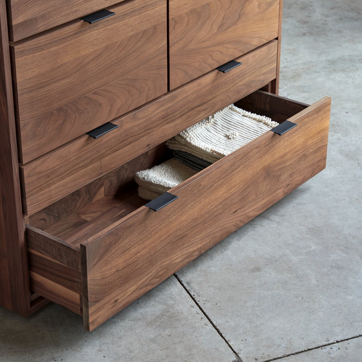 3-drawer chest of drawers in solid walnut - Bedroom and living-room ...