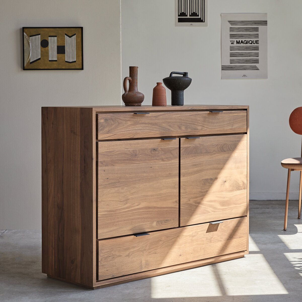 Solid walnut sideboard 120 cm - Dining room storage - Tikamoon