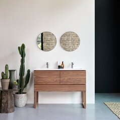 Walnut vanity unit with premium terrazzo top 125 cm - Bathroom - Tikamoon