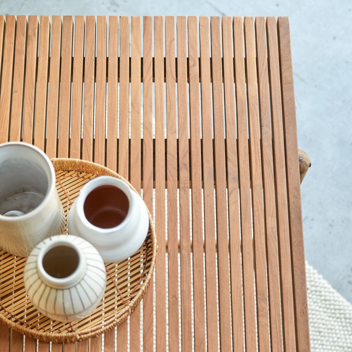 Solid teak table, seats 6–8 - Dining room furniture - Tikamoon