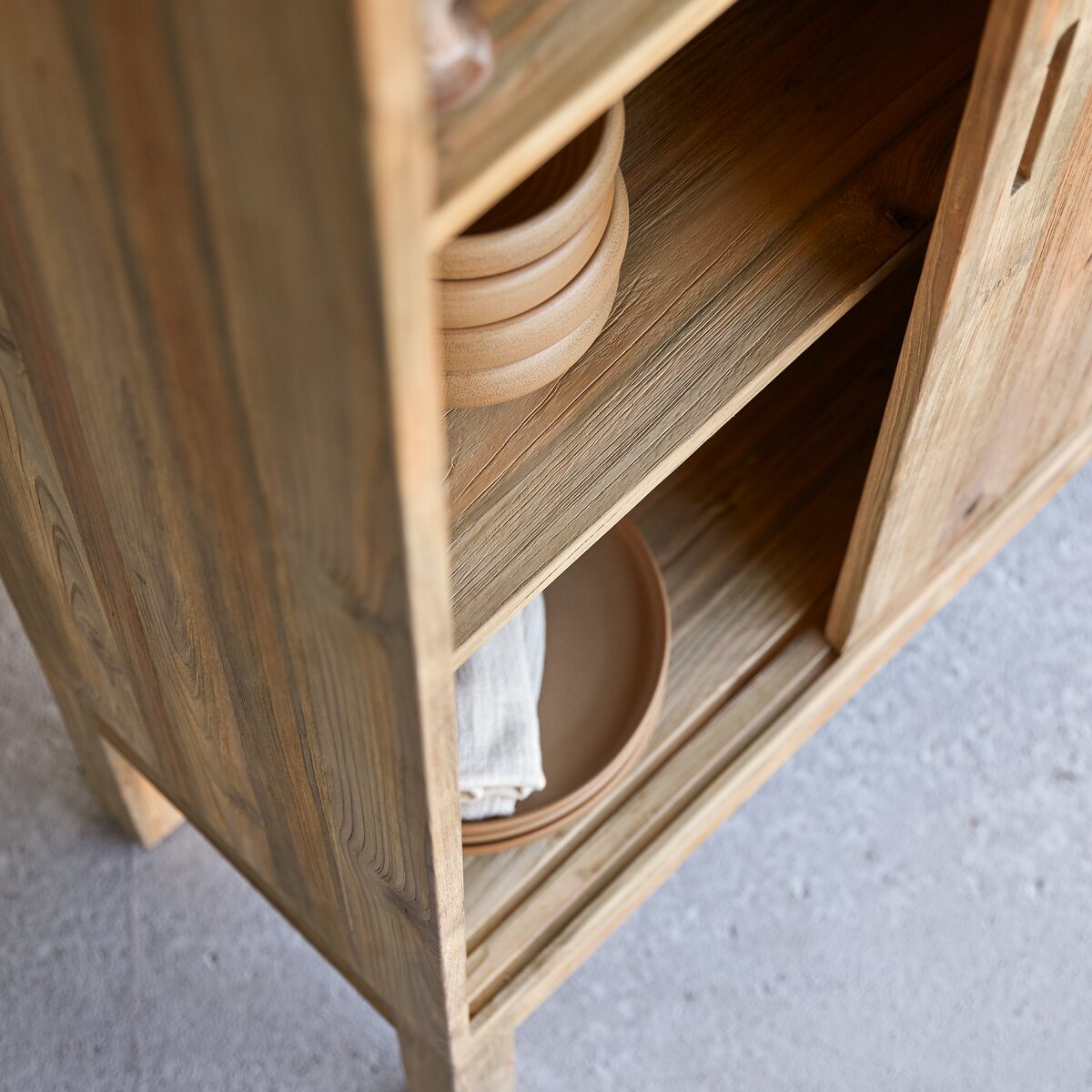 Bahut en teck massif recyclé 150 cm - Meuble rangement pour séjour ...