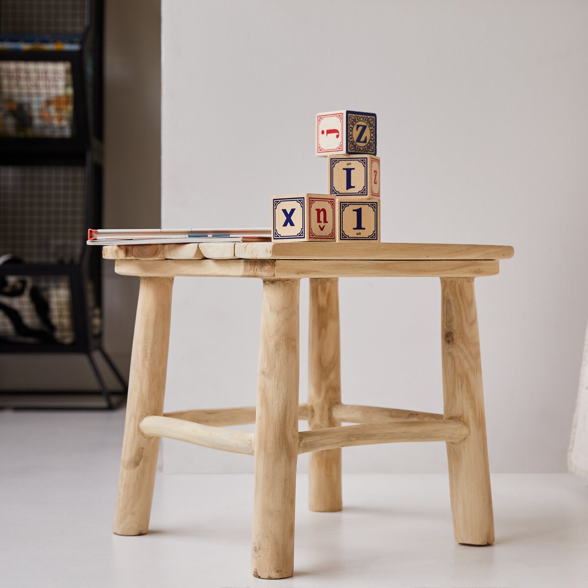 Square teak children's bedside table 30 cm - Bedroom furniture - Tikamoon