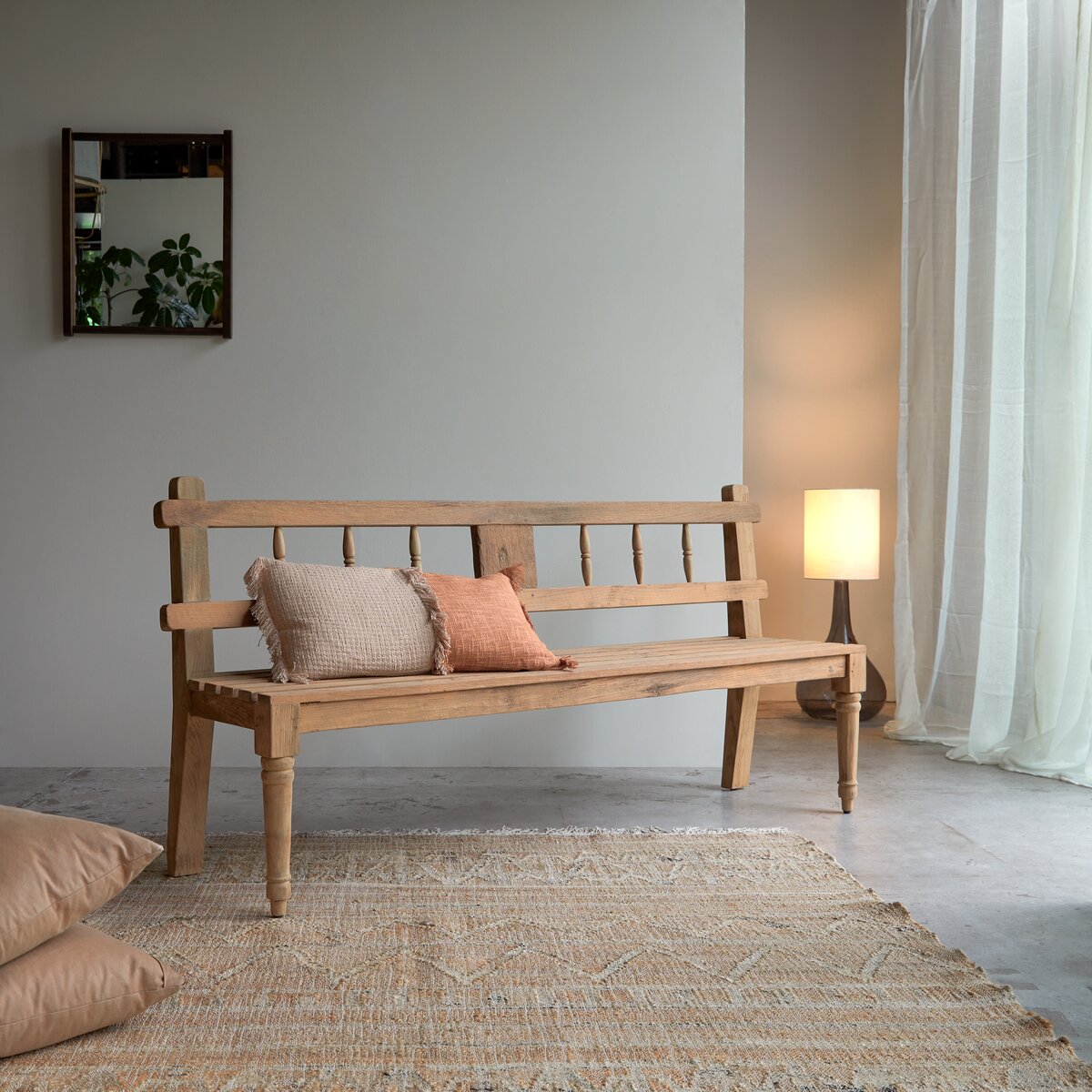 Teak bench 195 cm - Three-seater living room bench - Tikamoon