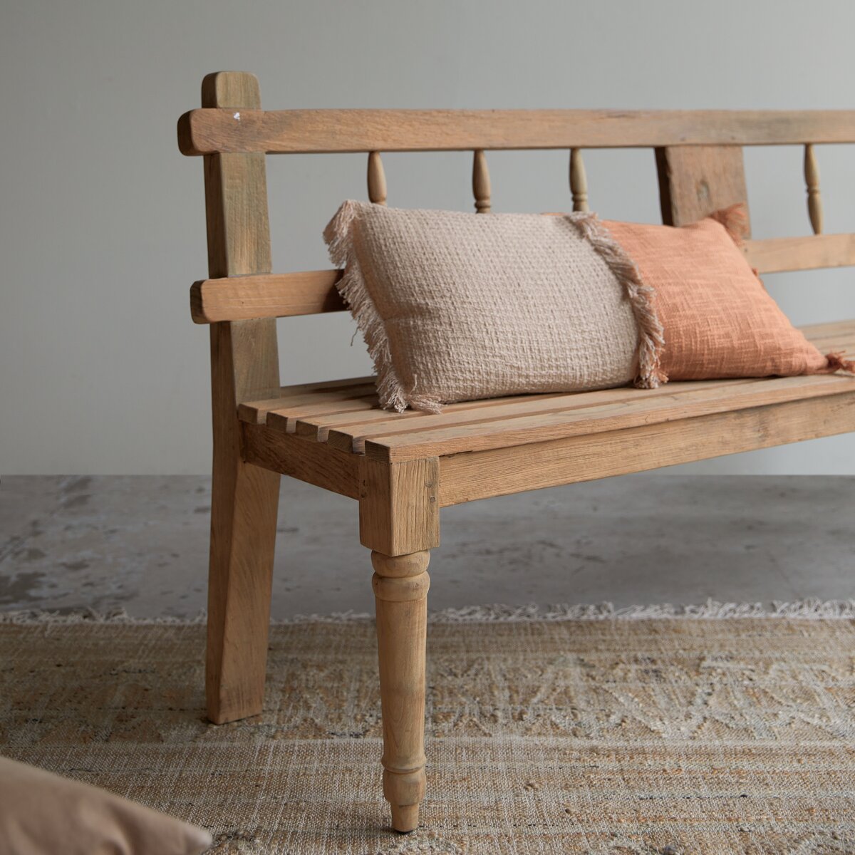 Teak bench 195 cm - Three-seater living room bench - Tikamoon