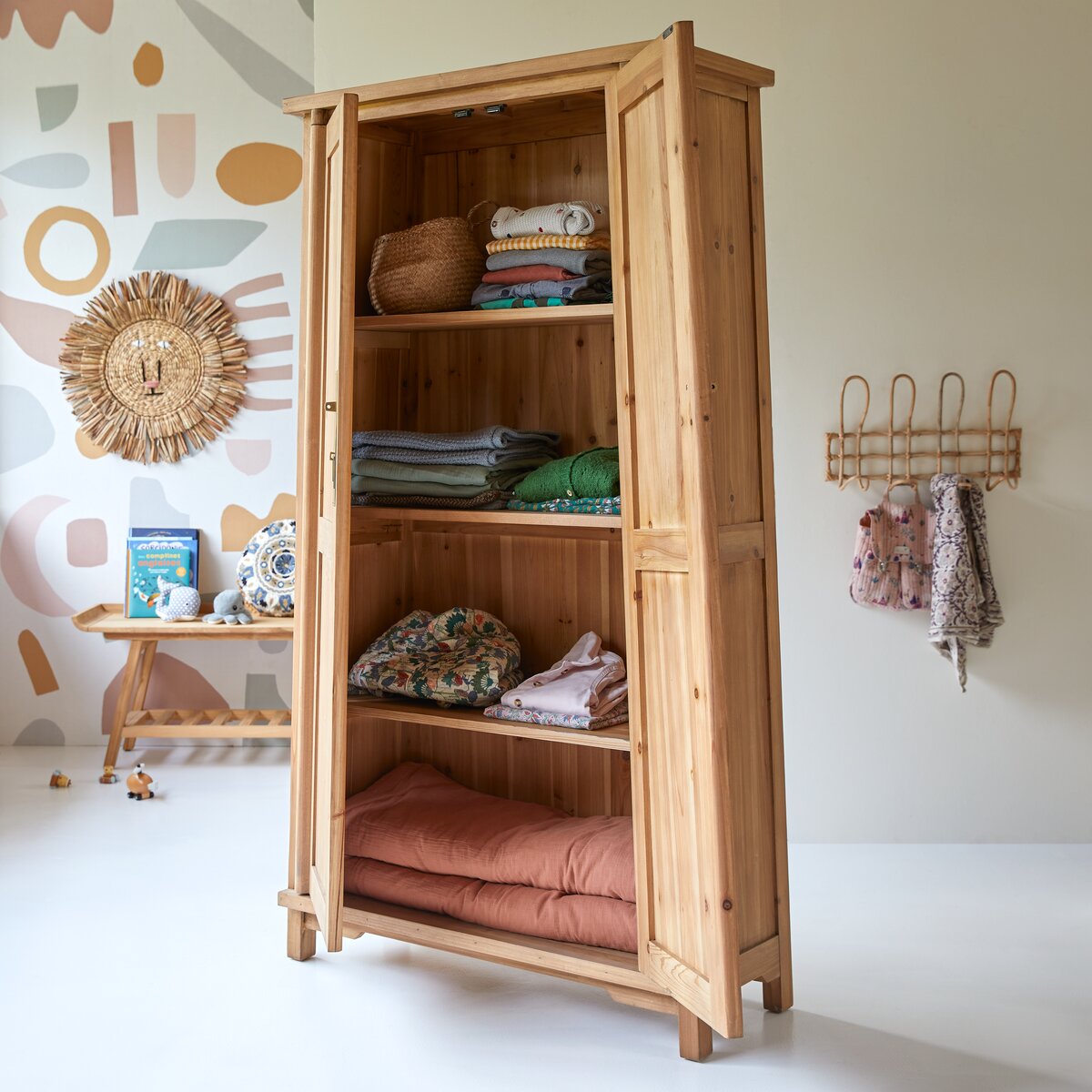 Kids pine cupboard 180 cm - Bedroom storage furniture - Tikamoon