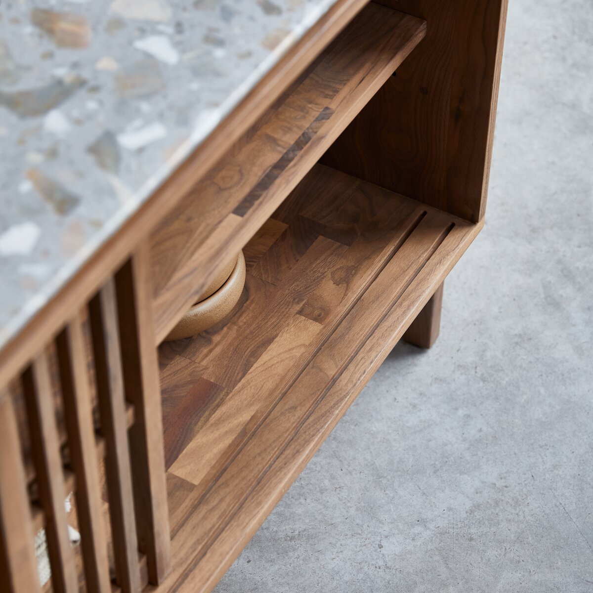 Solid walnut and terrazzo sideboard 160 cm - Dining room storage - Tikamoon