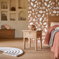 Round natural rattan kids bedside table 40 cm - Bedroom furniture ...