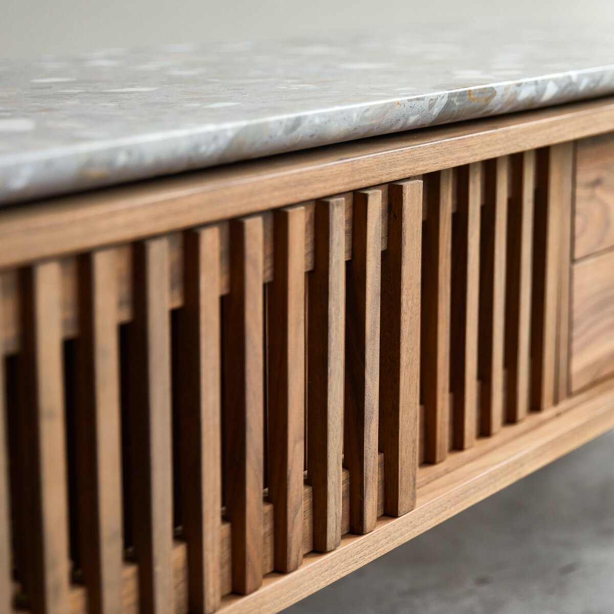 Solid walnut and terrazzo TV unit 175 cm - Dining room storage - Tikamoon