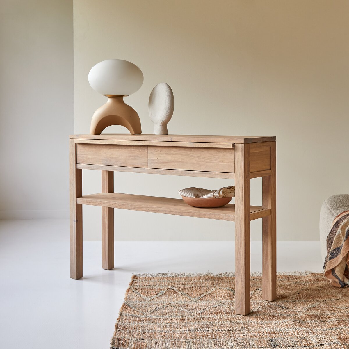 Oak console table 110 cm - Living room storage furniture - Tikamoon
