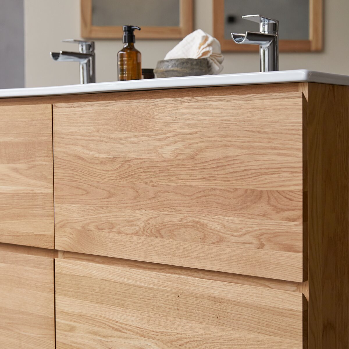 Oak vanity unit 120 cm Nova- Bathroom furniture - Tikamoon