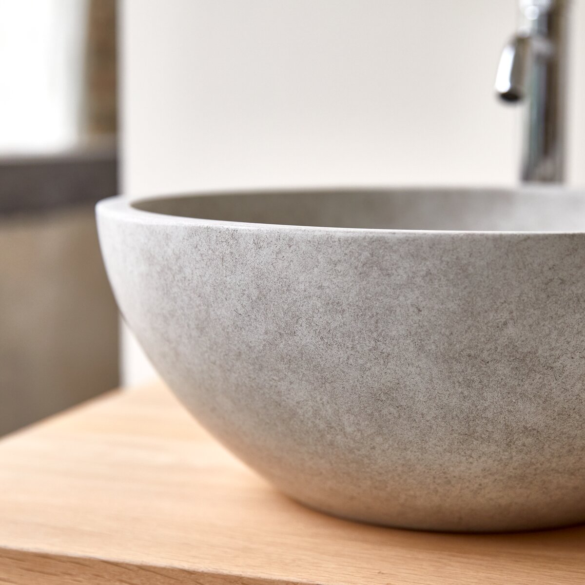 Micha round grey concrete washbasin - Bathroom accessories - Tikamoon