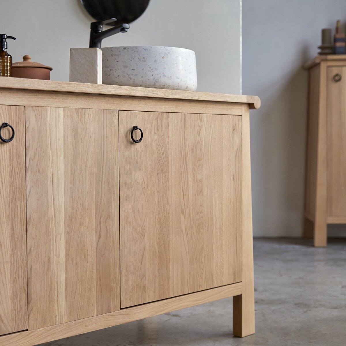 Oak double vanity unit 160 cm - Bathroom units - Tikamoon