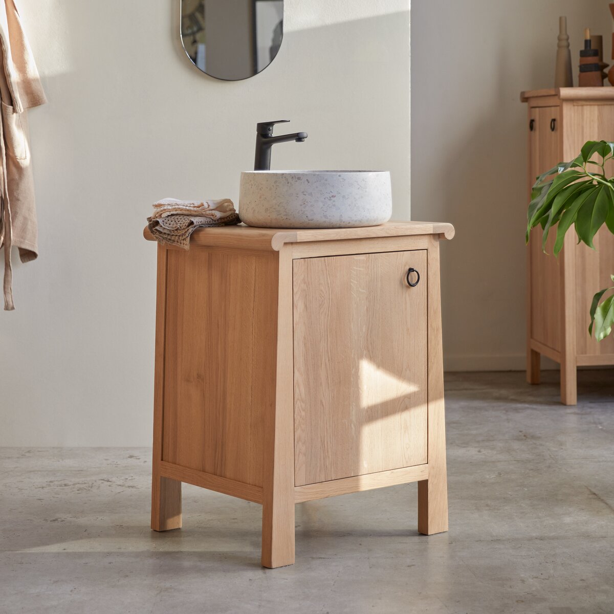 Single-basin oak vanity unit 65 cm - Bathroom furniture - Tikamoon