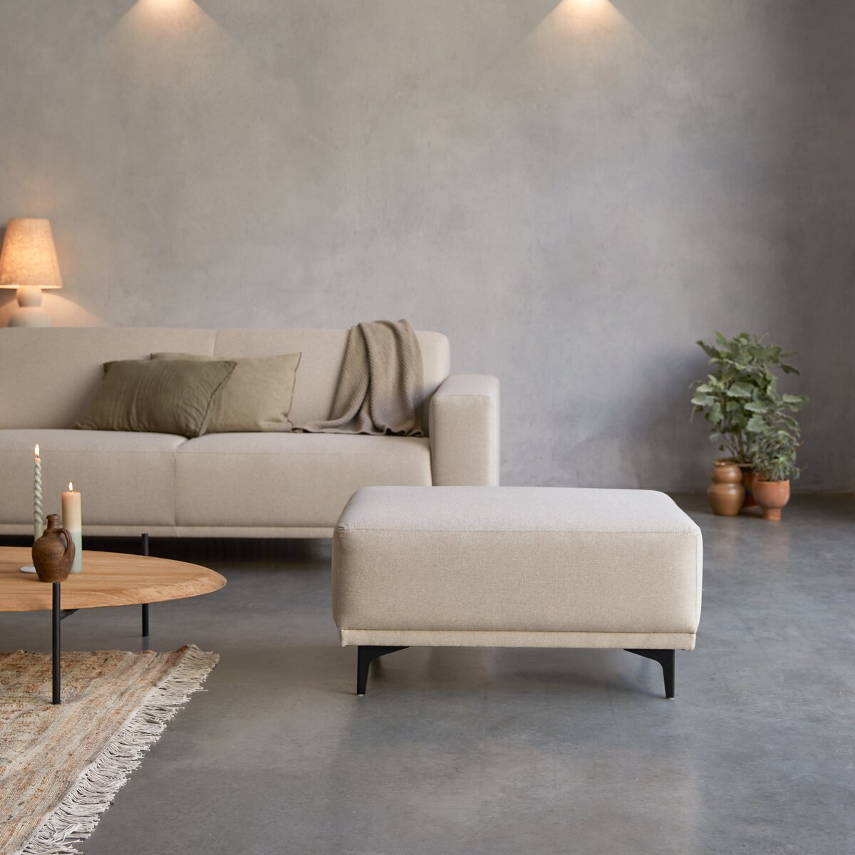 Voetenbank van stof en metaal - Banken voor de woonkamer - Tikamoon
