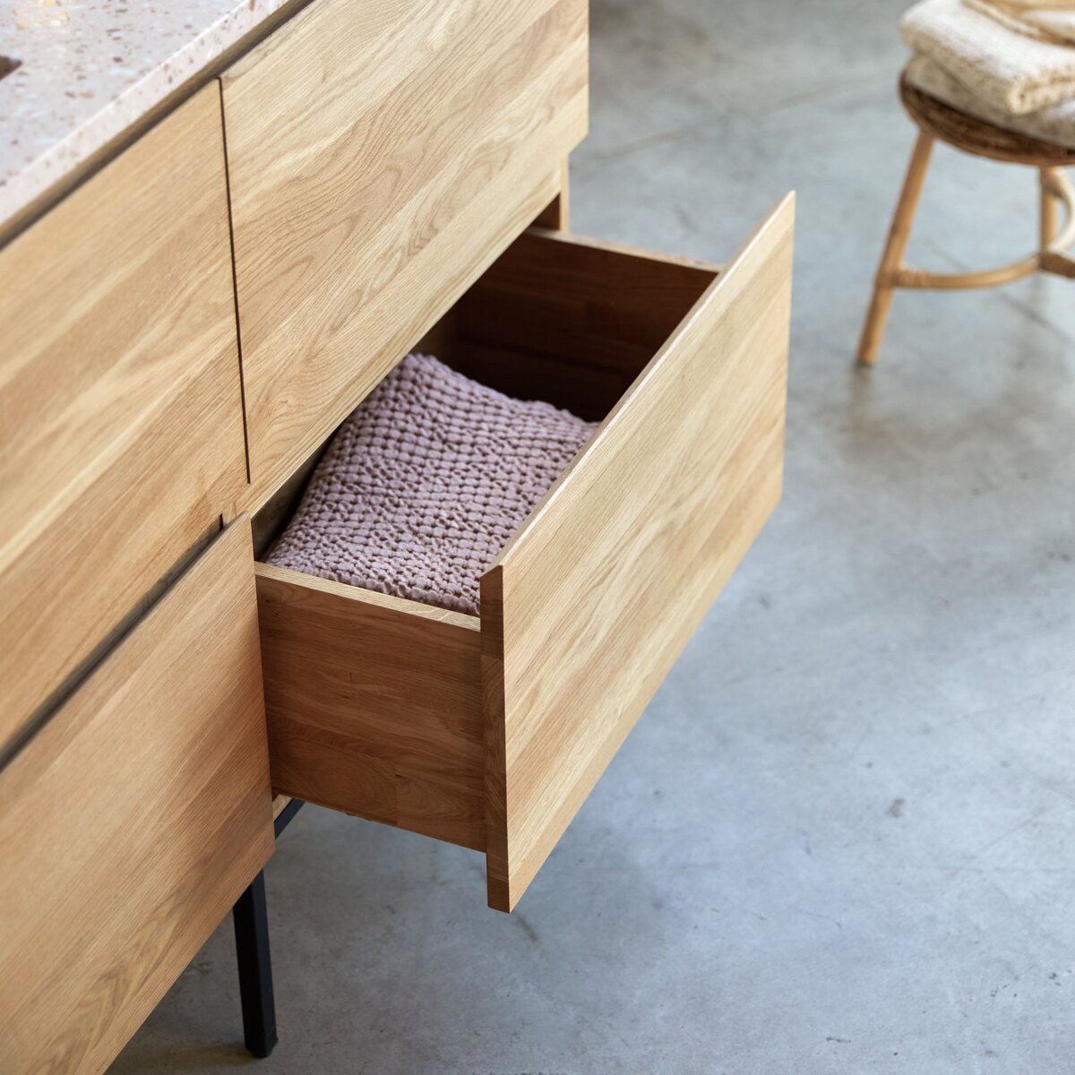 Möbel aus Eichenholz mit Waschbecken pink 120 cm Nova - Badezimmermöbel - Tikamoon