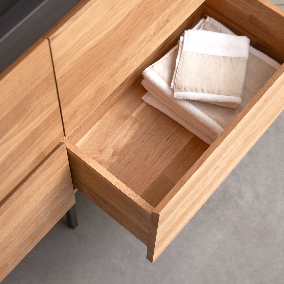 Nova Oak and lava stone vanity unit 120 cm - Bathroom furniture - Tikamoon