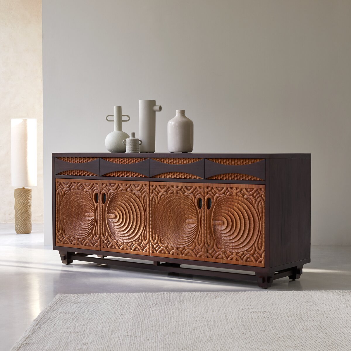 Mahogany sideboard 180 cm - Carved furniture for dining room - Tikamoon