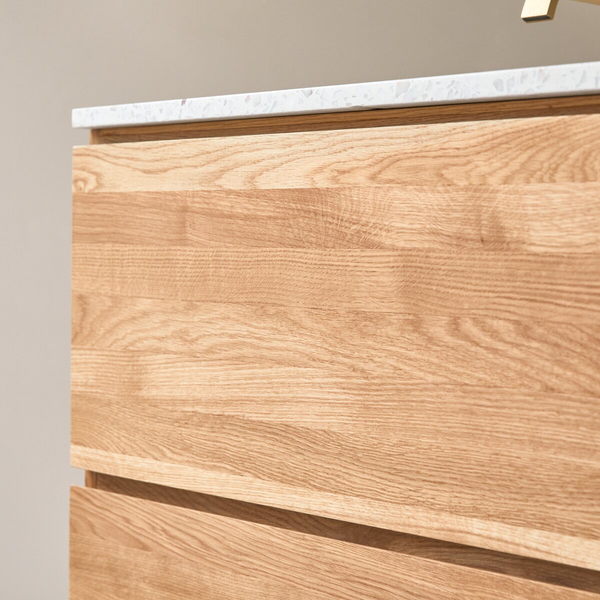 Vanity unit in solid oak and moon premium terrazzo 80 cm Nova ...