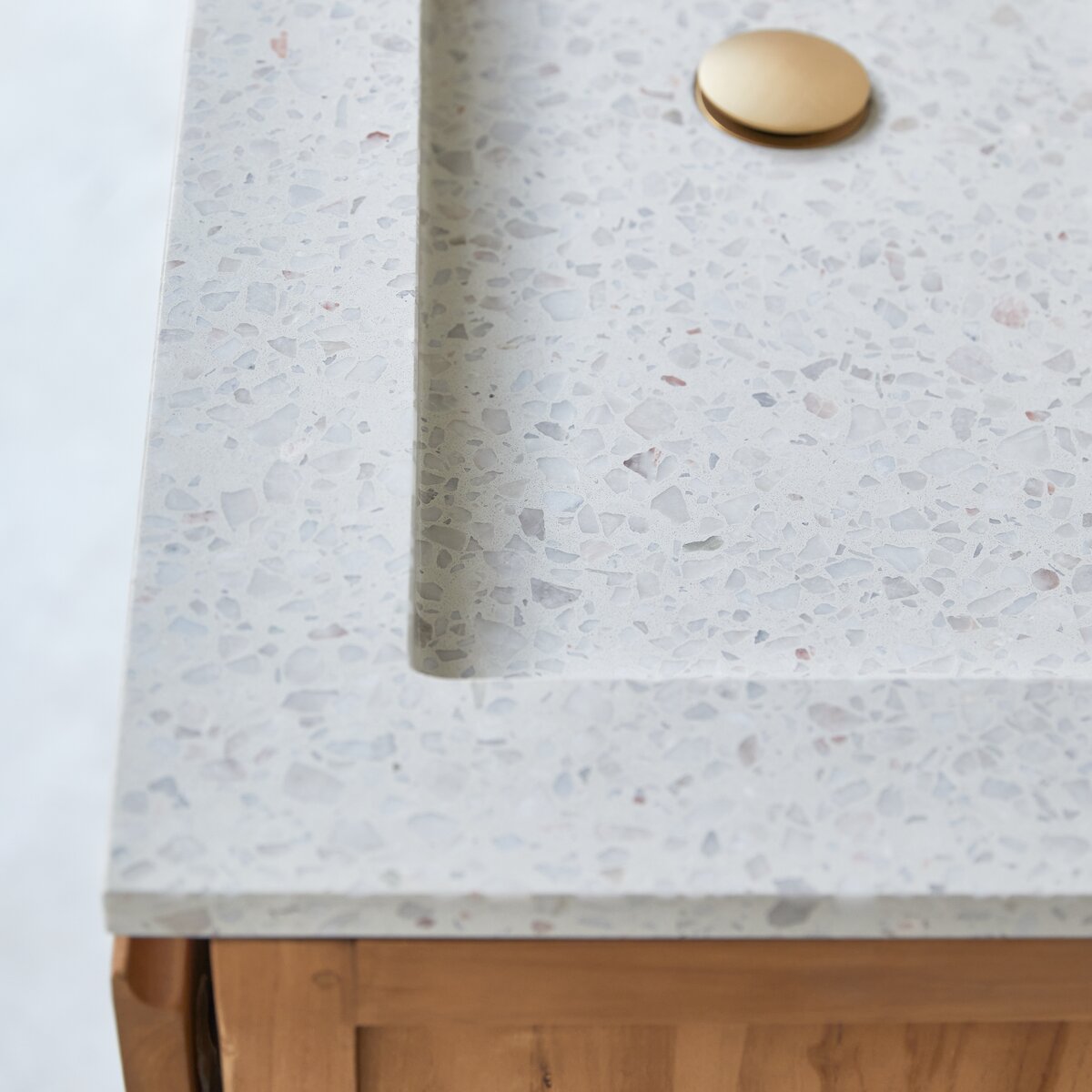Meuble en teck avec vasque terrazzo premium moon 80 cm - Salle de bain ...