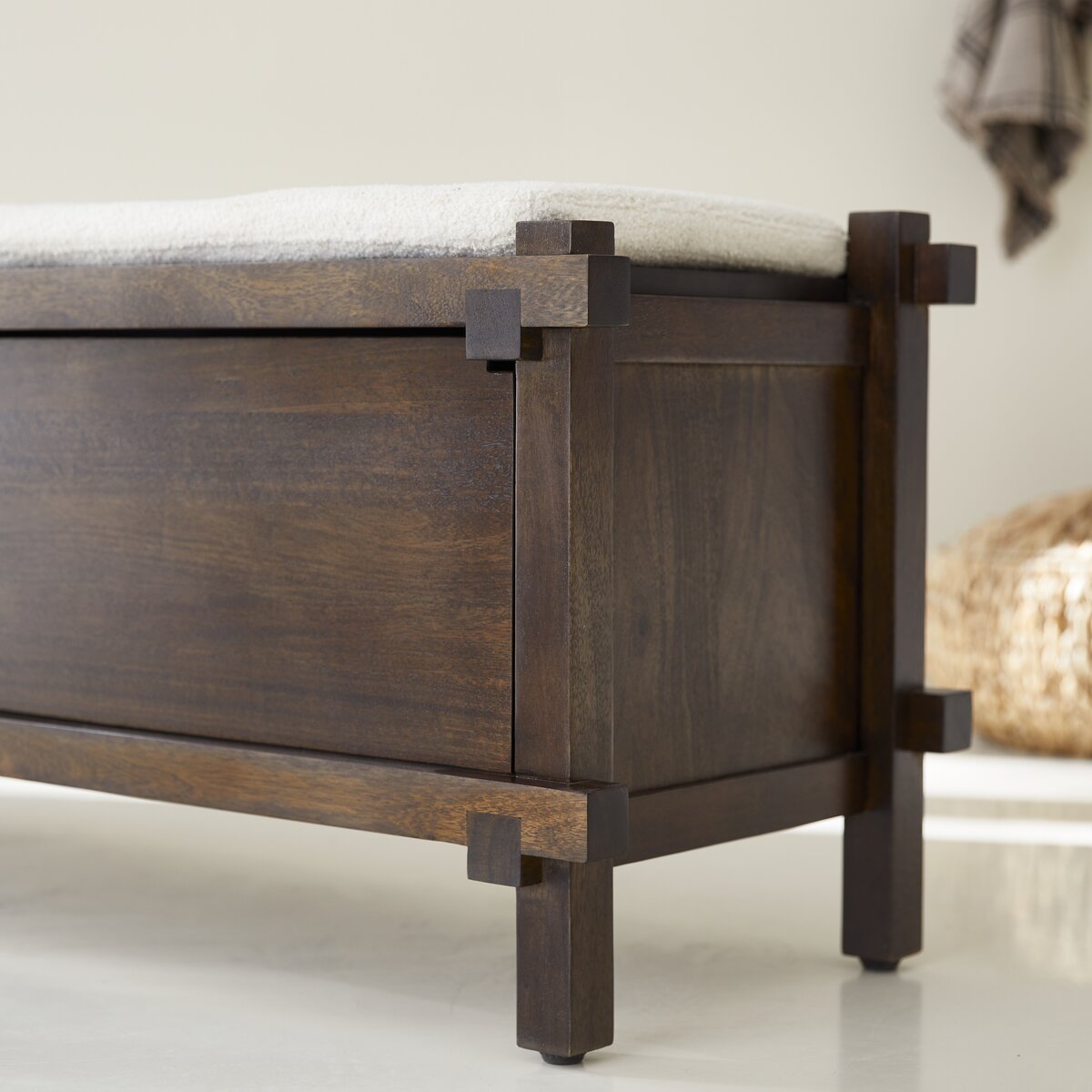 Voeteneind-bank van mangohout 120 cm - Opbergruimte voor slaapkamer ...