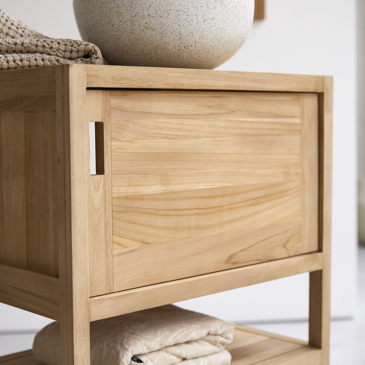 Vanity unit in solid teak 60 cm - Bathroom / Bathroom washbasin unit ...