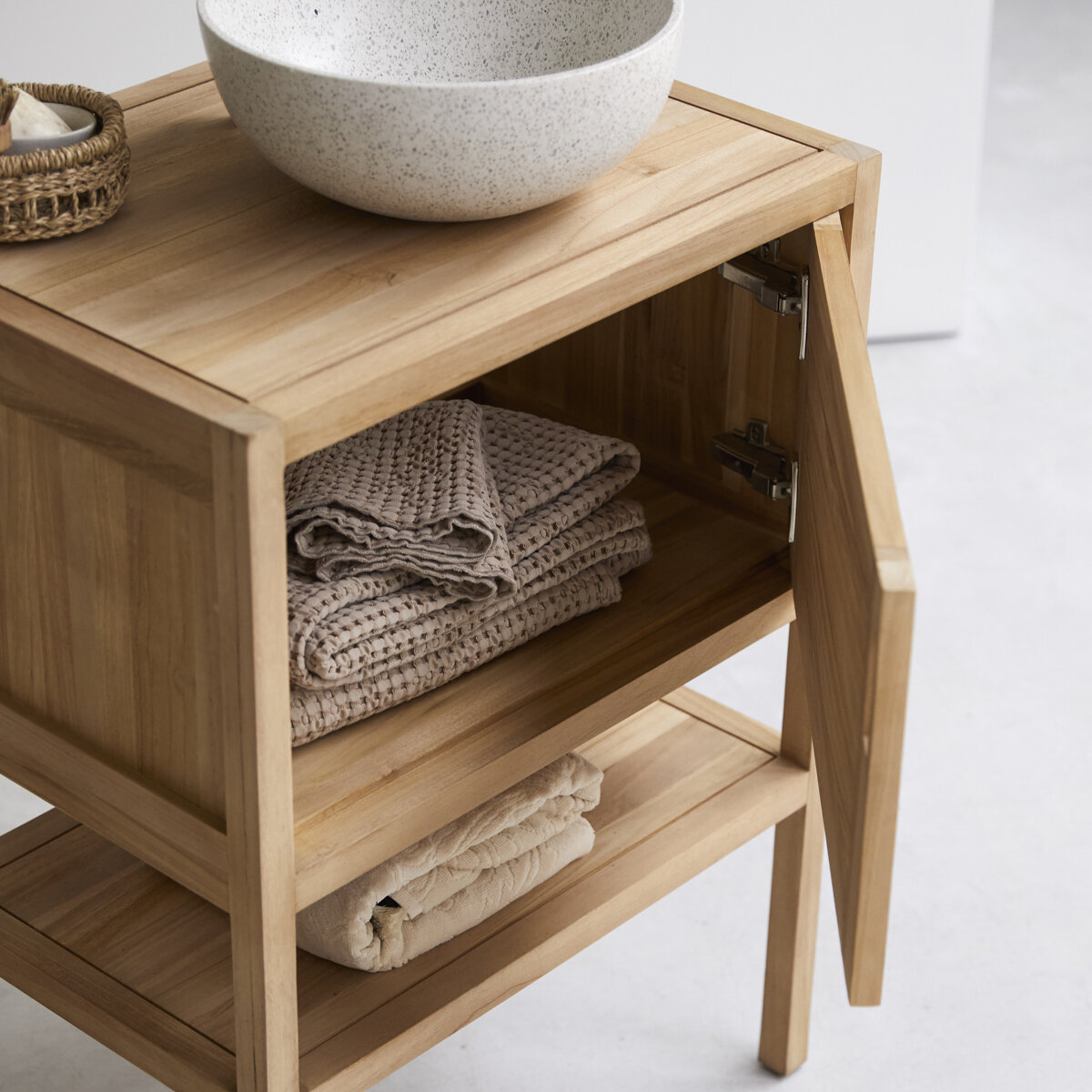 Vanity unit in solid teak 60 cm - Bathroom / Bathroom washbasin unit ...