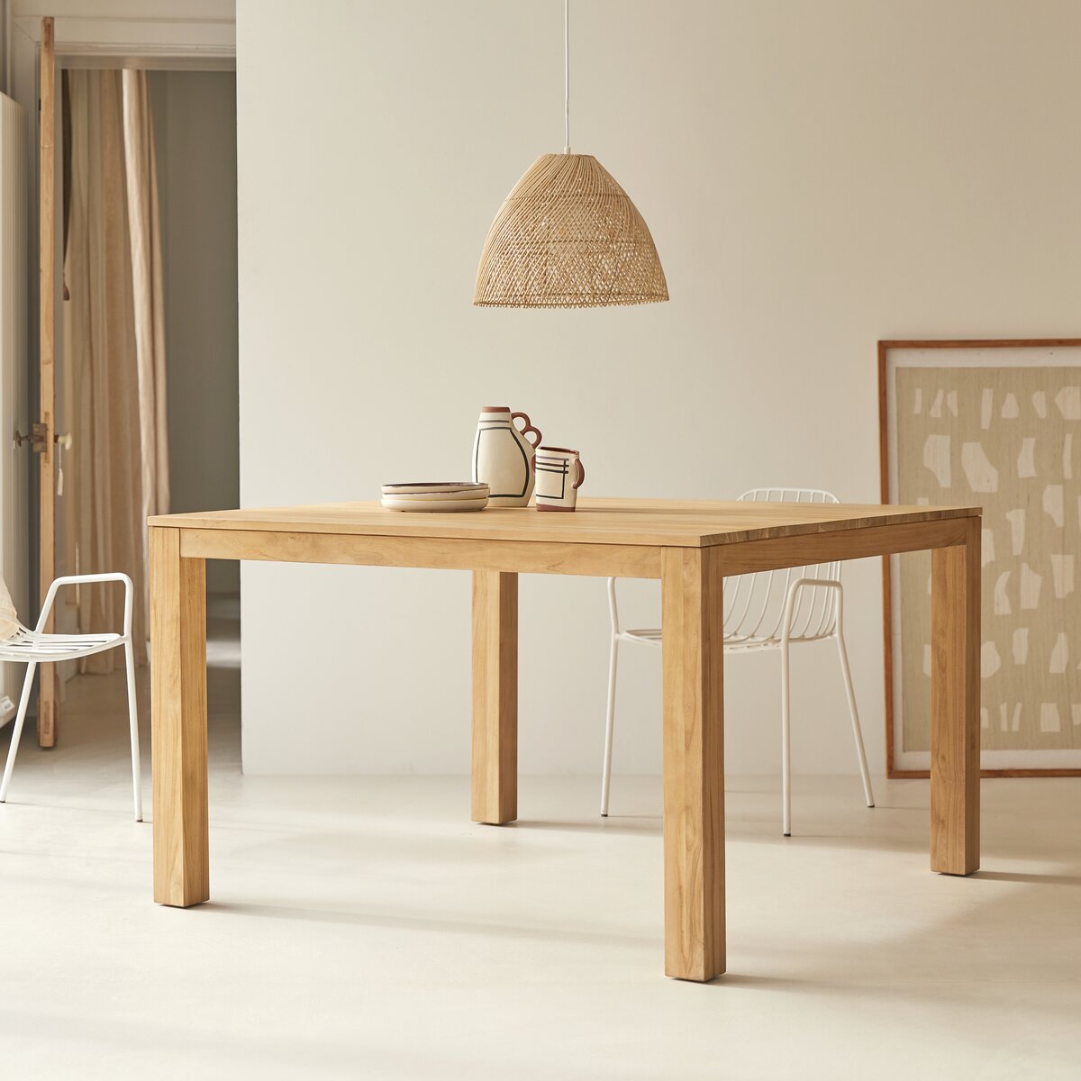 Teak dining table 125 x 125 cm - Living room furniture - Tikamoon